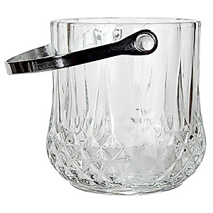 Lily's Home Glass Ice Bucket with Handle and SS Tongs, This Beautiful Piece is Ideal for Entertaining and Every Day Use