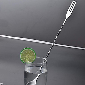 kiniza 2 Pcs 12 Inch Bar Spoon, Cocktail Mixing Stirrers for Drink with Long Handle Spiral Pattern, Stainless Steel Cocktail Spoon Mixing Spoons Ideal Bartender Tool Home and Bar