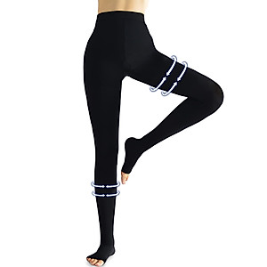 Medical Compression Pantyhose Women & Men,20-30mmHg Open Toe Thigh High Compression Tights Graduated Support (Beister)