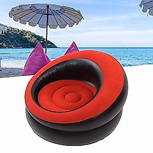 ASHATA Inflatable Leisure Sofa, Simple Sofa Flocking Couch, Inflatable Chair Ergonomic Design Air Chaise Lounge Portable Blow Up Sofa, for Room Balcony Garden Terrace (Red)
