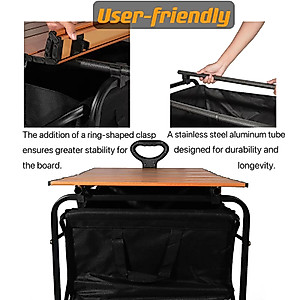 Issimober Aluminum Alloy Steel Collapsible Board Desktop for Garden Cart Foldable Wagon，Heavy Duty Metal Outdoor Camping 34.64x20.87'' Yellow