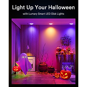 Lumary Smart WiFi Recessed Lights 5/6 Inch Can Lights, Smart LED Flush Mount Ceiling Lights, Dimmable RGBWW Surface Mount Disk Lights Work with Alexa/Google Assistant-ETL Listed