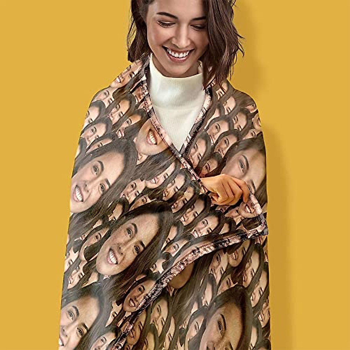 Custom Photo Face Blanket, Personalized Faces All Over Blanket, Funny Face Blanket Super Soft Plush Blanket for Couch, Bed, Sofa Warm and Cozy for All Seasons Gift for Valentine Spouse, Gag Gift