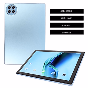 Yoidesu Digital Tablet, 4G LTE Tablet 3200X1440 Resolution 8800mAh Dual SIM Dual Standby 10.1 Inch for Video for Studying (Blue)