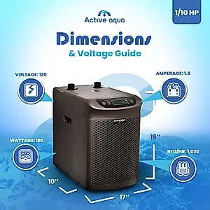 Active Aqua Hydroponic Water Chiller Cooling System with Remote Control and Freestanding Mounting type for Home and Kitchen, Black