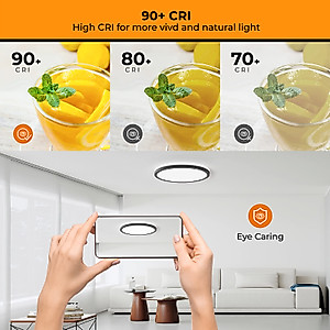 Matane 4 Pack LED Flush Mount Ceiling Light Fixture, 8.7 inch Ceiling Lamp 3000K/4000K/5000K Adjustable, 18W Low Profile Ceiling Lights for Kitchen Bedroom Hallway Porch, Black Non Dimmable