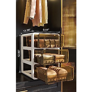 Socks Underwear Bra Drawer Organizer Divider, 1+10+15 Cell Closet Organizer for Clothing, Stackable Plastic Bins, Dresser Organizer Bins for Bedroom Organization, Folding Storage Boxes Set(3 in 1)