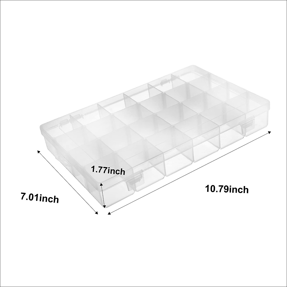 Rumhut 2 Pack Plastic Diamond Painting Storage 24 Grids Adjustable Compartment Small Storage Boxes with 4 PCS Color Chip