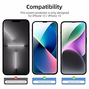 NEW'C 3 Pack Designed for iPhone 14, iPhone 13, iPhone 13 Pro (6.1 inches) Screen Protector Tempered Glass,Case Friendly Scratch-proof, Bubble Free, Ultra Resistant