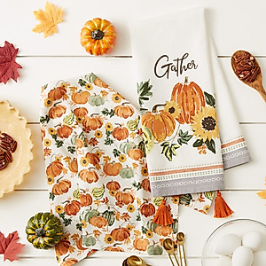 DII Decorative Thanksgiving Kitchen Towels Absorbent Cotton Fall Dish Towel Set, Dish Towel Set, 18x28, Gather, 2 Count
