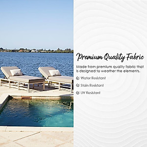 RSH DECOR: Tufted Chaise Lounge Seat Cushion | 72” x 22” | All-Weather Spun Fabric | Water and Fade-Resistant | Outdoor Chair Cushion for Patio Furniture | Grey & White Stripe