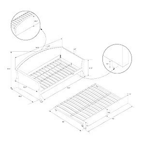 DHP Clara Linen Twin, Grey Daybed, Gray