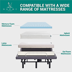 Naomi Home Idealbase Adjustable Bed Frame Full with Lumbar Support & Head Tilt, Foot Incline, Back & Leg Massage, USB Ports, Massage Bed with Wireless Remote, Ergonomic Zero-Gravity Smart Bed