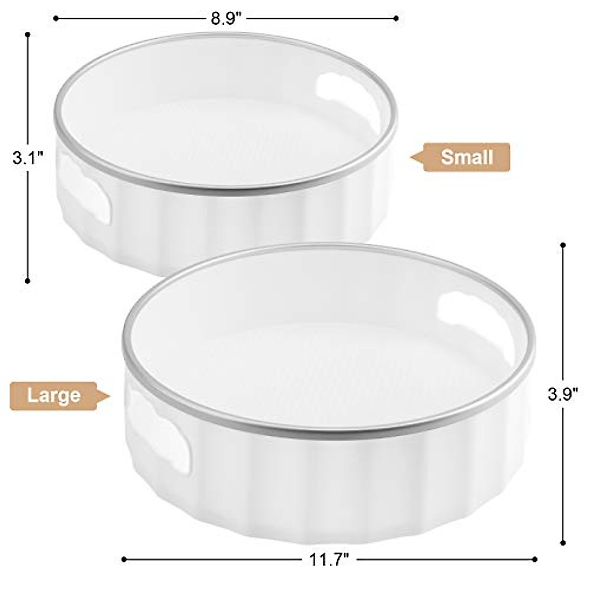 Lazy Susan 2 Pack, Upgraded 360° Turntable Storage Containers Organizer Non-Slip Spice Rack Organizer for Kitchen Cabinet Bathroom Pantry Fridge Cupboard - 12'' and 9''