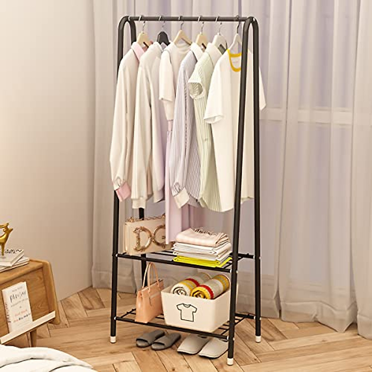 WEECRON Small Clothes Rack Clothing Racks for Hanging Clothes Garment Rack Clothes Hanger Rack, Black