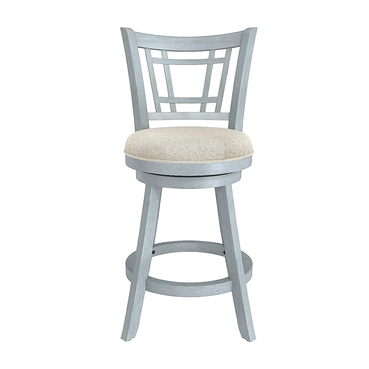 Hillsdale, Fairfox Wood Counter Height Swivel Stool with Rectangular Lattice Back, Blue Wire Brush