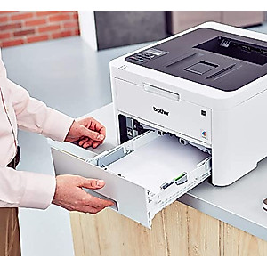 Brother HL-L3230CDW Compact Digital Wireless Color Laser Printer, Automatic Duplex Printing - Up to 25 Pages/Min - 250 Sheets Input -White, with Wulic Printer Cable