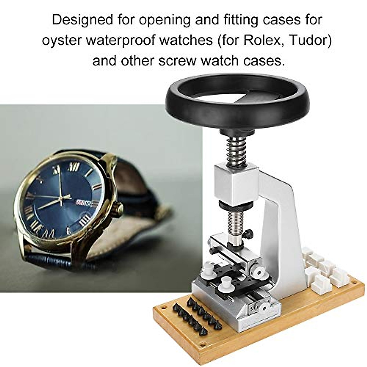 𝐂𝐡𝐫𝐢𝐬𝐭𝐦𝐚𝐬 𝐆𝐢𝐟𝐭 5700 Bench Watch Case Opener Wristwatch Tool Back Opener with 6 Dies For Rolex