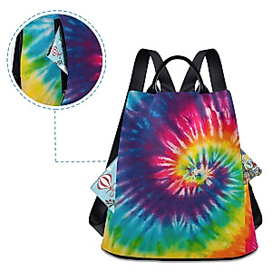 ALAZA Abstract Swirl Design Tie Dye Backpack Purse for Women Anti Theft Fashion Back Pack Shoulder Bag