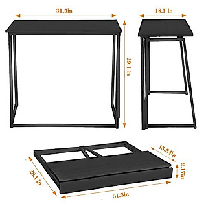 Simpleness Study Desk Folding Laptop Table for Home Office Desk, Efficient Home Laptop Notebook Computer Desk,Bedroom and Living Room Desk (31.5x17.7x29.1inches, Black)