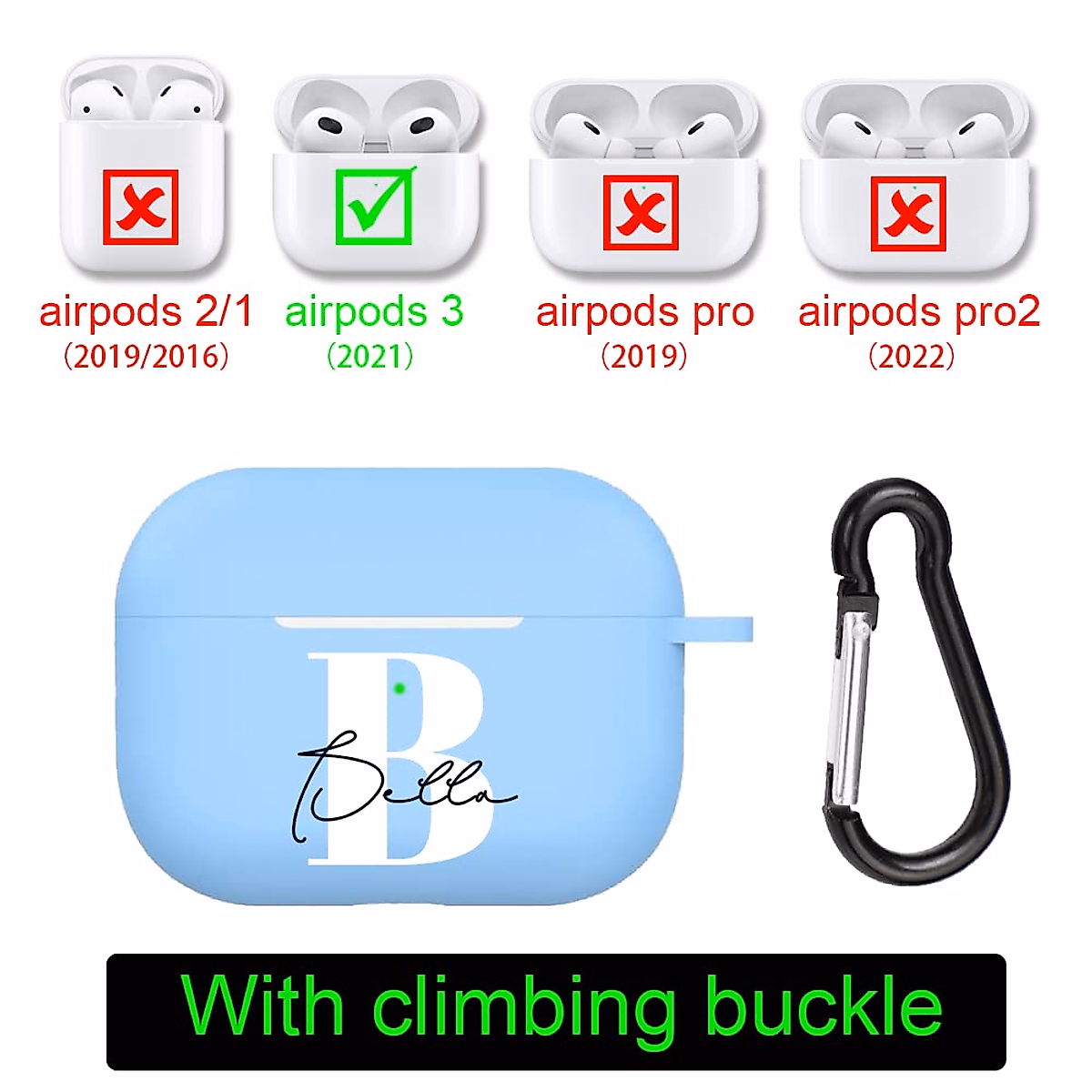 Custom name headphone cover compatible with airpods 3 personalized signature silicone headphone cover full package protection headphones with hooks custom soccer team name