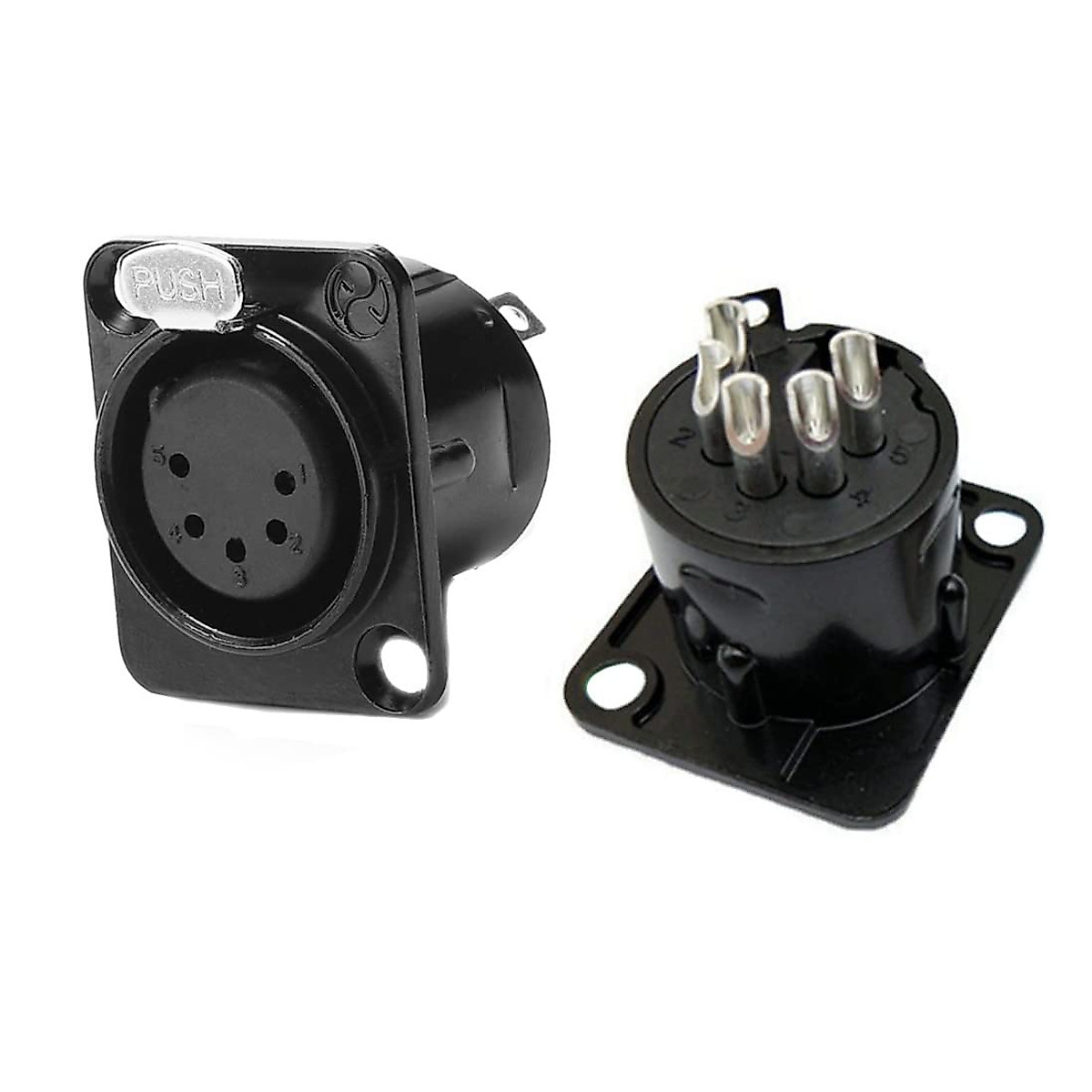 GDQLCNXB XLR Female Jack 5 Pin Panel Mount Jacks, XLR Female Socket Audio Speaker Microphone Connector 5Pcs,Black Metal Housing