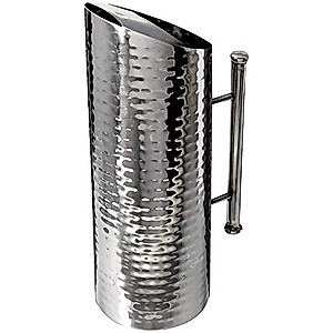 Elegance Hammered Stainless Steel Pitcher, 60-Ounce, Silver