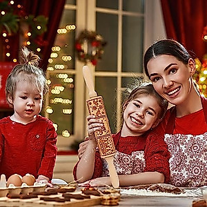 XINBADA Rolling Pins for Baking- Embossed Rolling Pin Set for Baking, Perfect Baking Tools & Cookie Molds