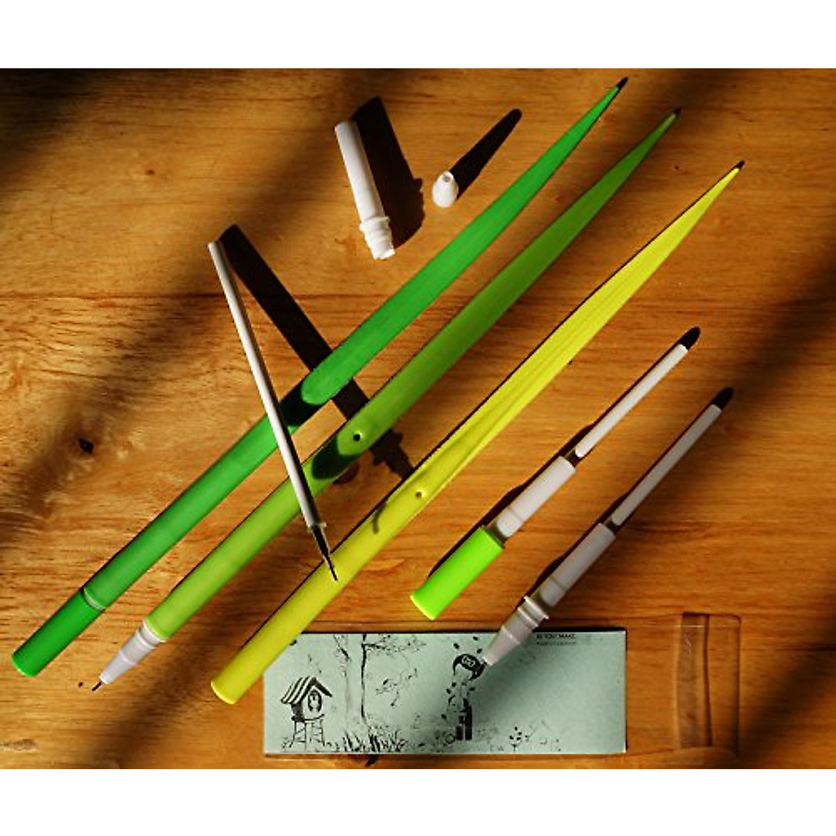 BUOP 24-Count [12+12] Bouquet of Daffodil Assorted Color Flower Pen; Novelty Design Flower Arrangement Style Extra Fine Gel Pens of Grass and Daffodil