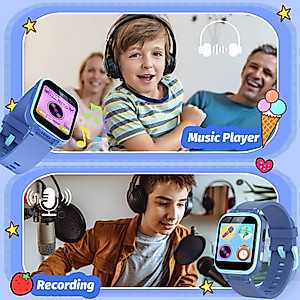 meoonley Kids Smart Watch with Puzzle Games HD Touch Screen Camera Video Music Player Pedometer Alarm Clock Flashlight Fashion Kids Smartwatch Gift for 6-13 Year Old Boys Girls Toys