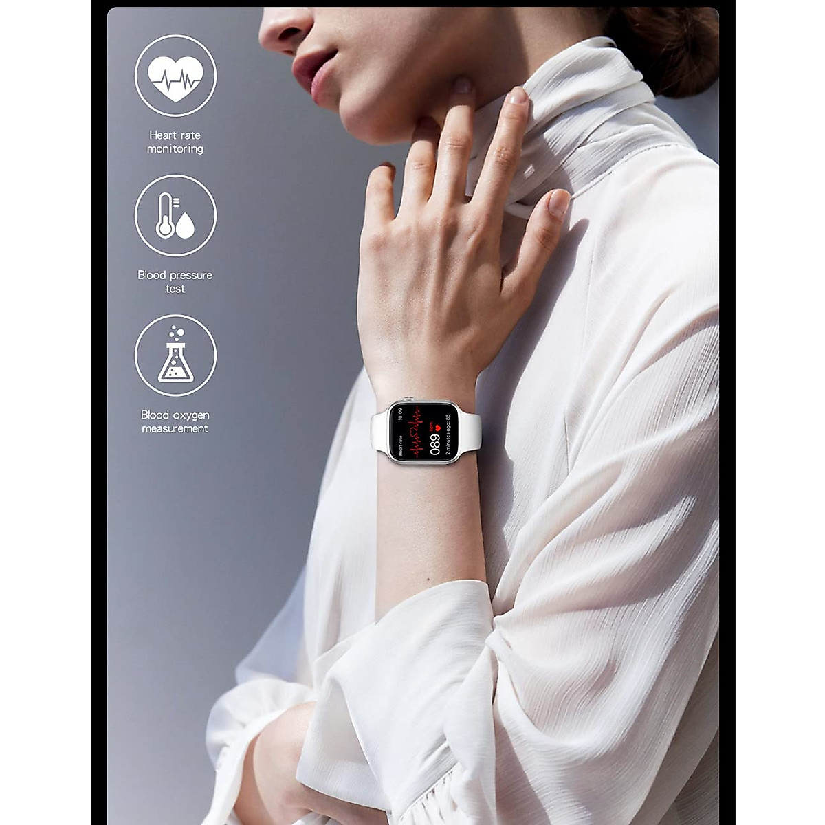 Wooull Smart Watch for Android iOS Phones Compatible with iPhone Samsung for Men Women Kids, 1.75'' Full Touchscreen Fitness Tracker Bluetooth Smartwatch with Call/SMS/Heart Rate/Pedometer (Black)