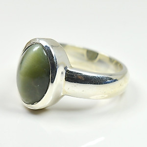 Jewelryonclick Natural 4 Carat Cat's Eye 925 Sterling Silver Ring for Women Astrological Gemstone Jewelry