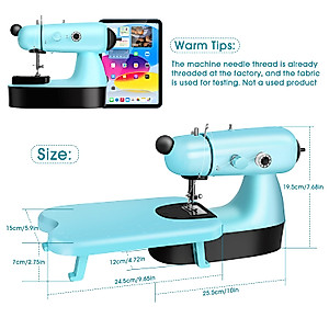 LorSou Mini Sewing Machine, Upgraded Electric Sewing Machine with Sewing Bag, Expansion Board, LED Light, Fast Stitch Suitable for Clothes,Jeans,Cutains,DIY Home Travel