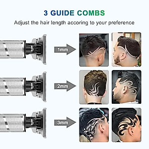 Ufree Hair Trimmer for Men, Beard Trimmer for Men Electric Razor Shavers Cordless Hair Clippers for Men, Zero Gapped T Blade Liners Grooming Hair Cutting Kit, Valentines Day Gifts for Men(Silver)