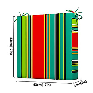 LFNOONE Outdoor Patio Chair Cushions 17"x17" Water-Resistant Garden Chair Cushions,Colorful High Density Sponge Filling Glider Lawn Seats mat,Set of 4,with 4 Rope Fixed Straps