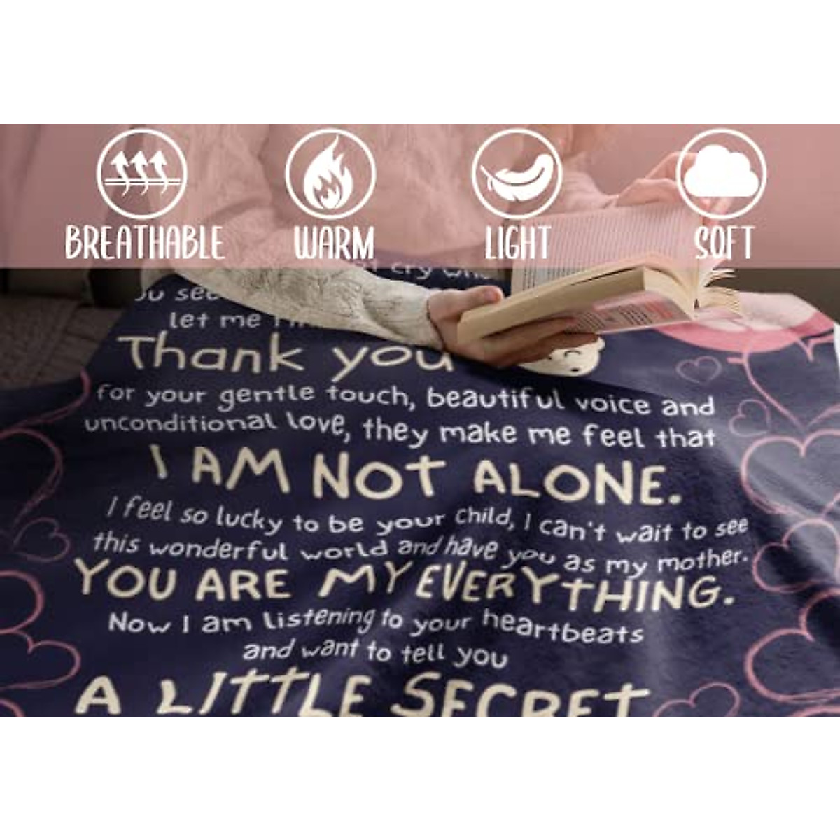 InnoBeta New Mom Gifts for Women, Expecting Mom Gifts, Mom-to-Be Gift, Pregnancy Gifts, Soft Throw Blanket 50"x65" - Letter
