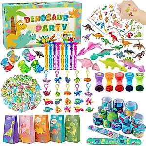Dinosaur Party Favors, Party Favor Bags, Kids Dinosaur Birthday Party Supplies, Pop Toy, Slap Bracelets, Rings, Tattoos Stickers for Dinosaur Pinata, Graduation Gifts, Goodie Bag