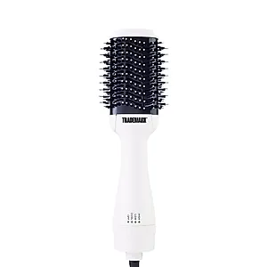 Trademark Beauty Hair Dryer Brush in One, Blow Dryer Brush, Wet and Dry Hair, Anti-Frizz Ions, Smooths, Ceramic, Creates Volume, All Hair Types - White