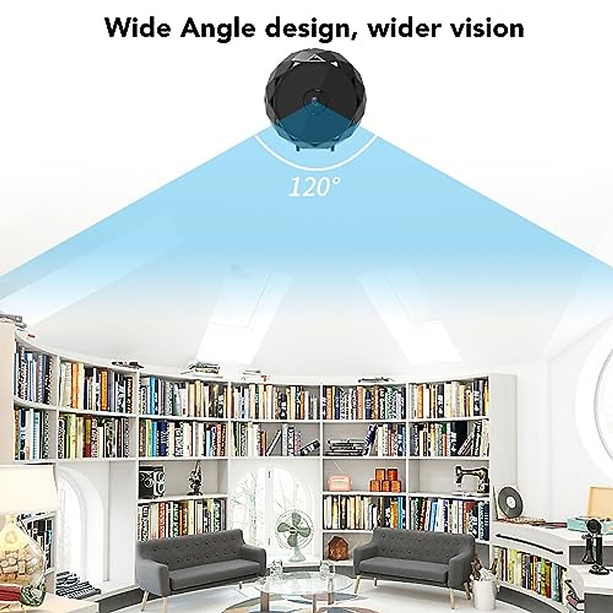 ASHATA Indoor Smart Security Camera, Security Camera Wireless with Magnetic Mount, 1080p Night Vision Motion Detection Loop Recording Support 128GB Storage Card