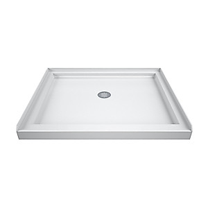 DreamLine SlimLine 36 in. D x 36 in. W x 2 3/4 in. H Center Drain Single Threshold Shower Base in White, DLT-1136360