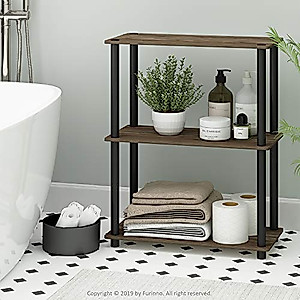 Furinno Turn-N-Tube 3-Tier Compact Multipurpose Shelf Display Rack, Columbia Walnut/Black