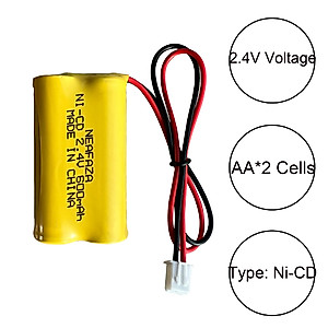 NEAFAZA Exit Sign Emergency Light Battery Ni-Cd 2.4V 600mAh Compatible with Exitronix 10010036 Lithonia 10010034 Interstate NIC1394 BEL-179 (2 Pack)