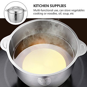 Hemoton Stainless Steel Cooking Utensils 1pc Stainless Steel Pot Kitchen Cover with Cover Stainless Steel Stock Pot