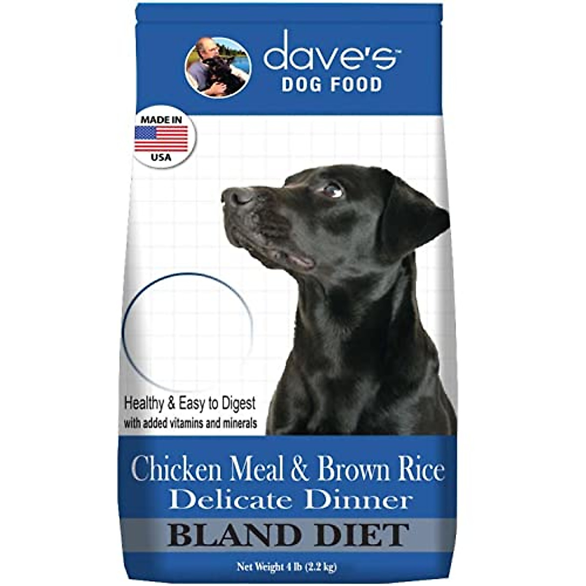 Dave's Natural Pet Food | Restricted Diet Chicken Meal & Brown Rice Dry Dog Food | Solve Food Sensitivities Naturally | Family Owned, Made in USA, for All Life Stages | 4# Bag