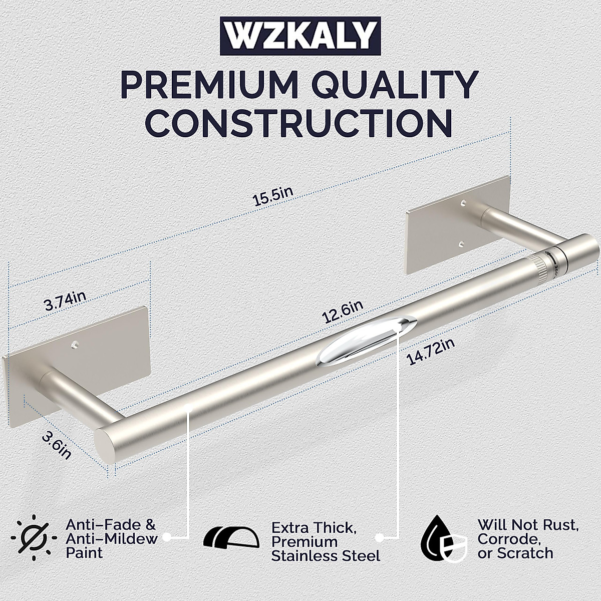 WZKALY Paper Towel Holder Under Cabinet, Adhesive Paper Towel Holder Self-Adhesive or Wall Mounted SUS304 Stainless Steel for Kitchen Bathroom Farmhouse Barbecue Laundry (Sliver)