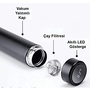 Intelligent temperature and Insulated Water Bottle Led Touch Display water temperature, Stainless Steel Coffee Thermos, Thermos Bottle, Insulated Hot Tea Thermos, Travel Mug, Keep Warm 12H (Black)