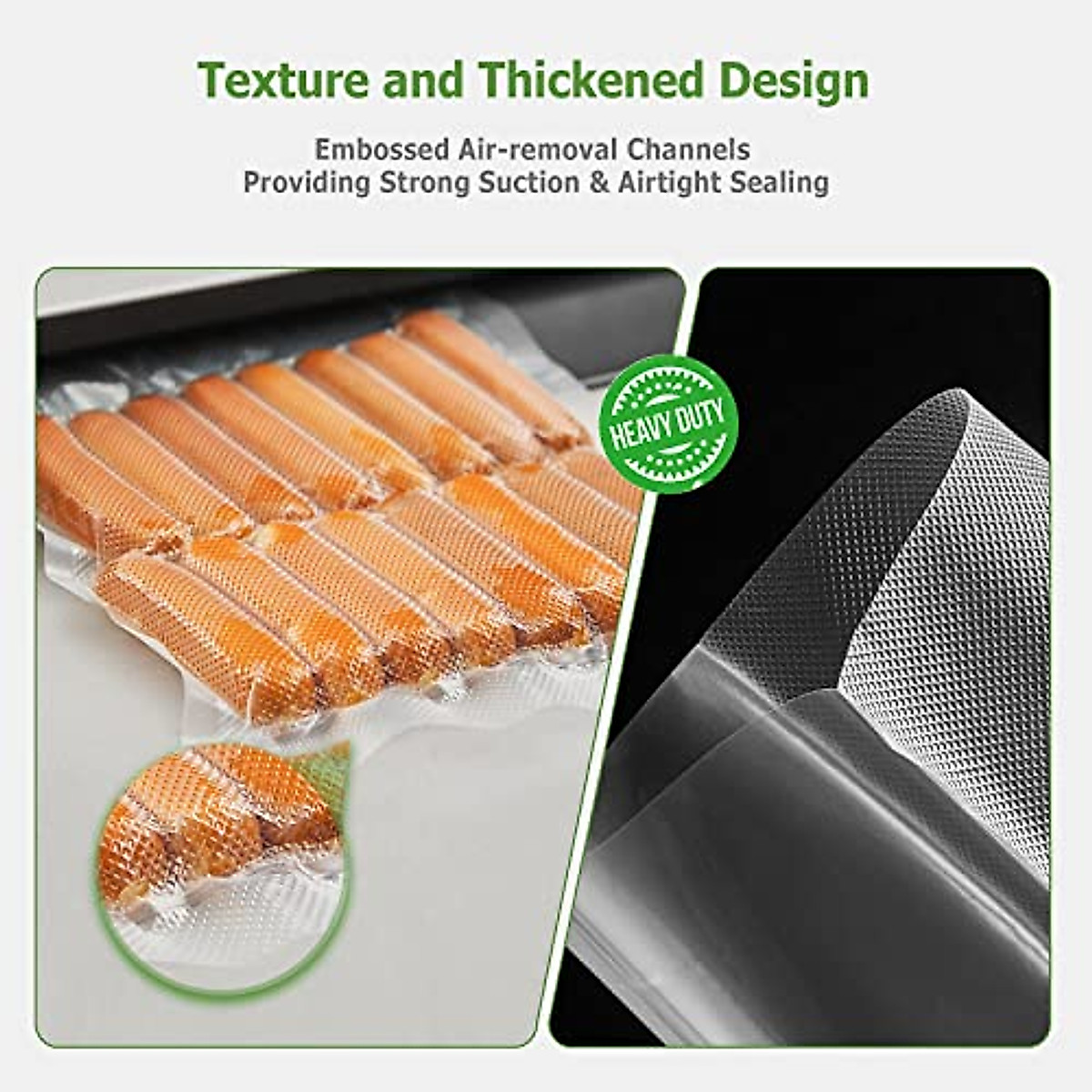 Gasbye Vacuum Sealer Bags, [200ft Mega-Pack] 4 Rolls each 8"x50' Food Saver Vacuum Sealer Bags Rolls for Custom Fit Airtight Freshness & Sous Vide, BPA Free, 7-Layer Ultra-Thick Anti-Puncture Design