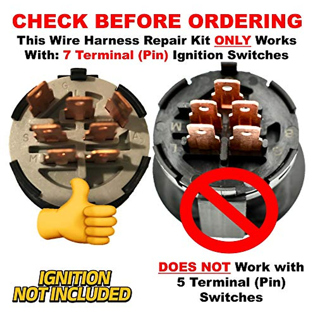 HD Switch Starter Ignition Switch Wire Harness Connector Repair Kit Replaces John Deere Mowers D100 D105 D110 D120 D125 D130 D140 D150 D155 D160 D170 Lawn Mower Garden Tractors