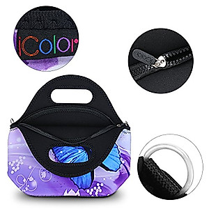 icolor Soft Neoprene Lunch Bag,Large Size Lunch Tote Box HandBags,Lightweight, Insulated and Reusable with Adjustable Shoulder Strap