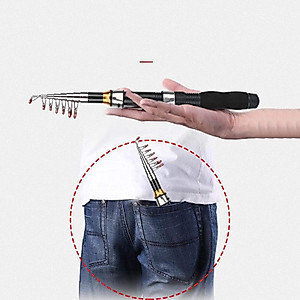 RiToEasysports Fishing Rod,Portable Short Pole Small Sea Pole Ice Fishing Rod Mini Sea Fishing Tools Comfortable and Non-Slip(1.7m)